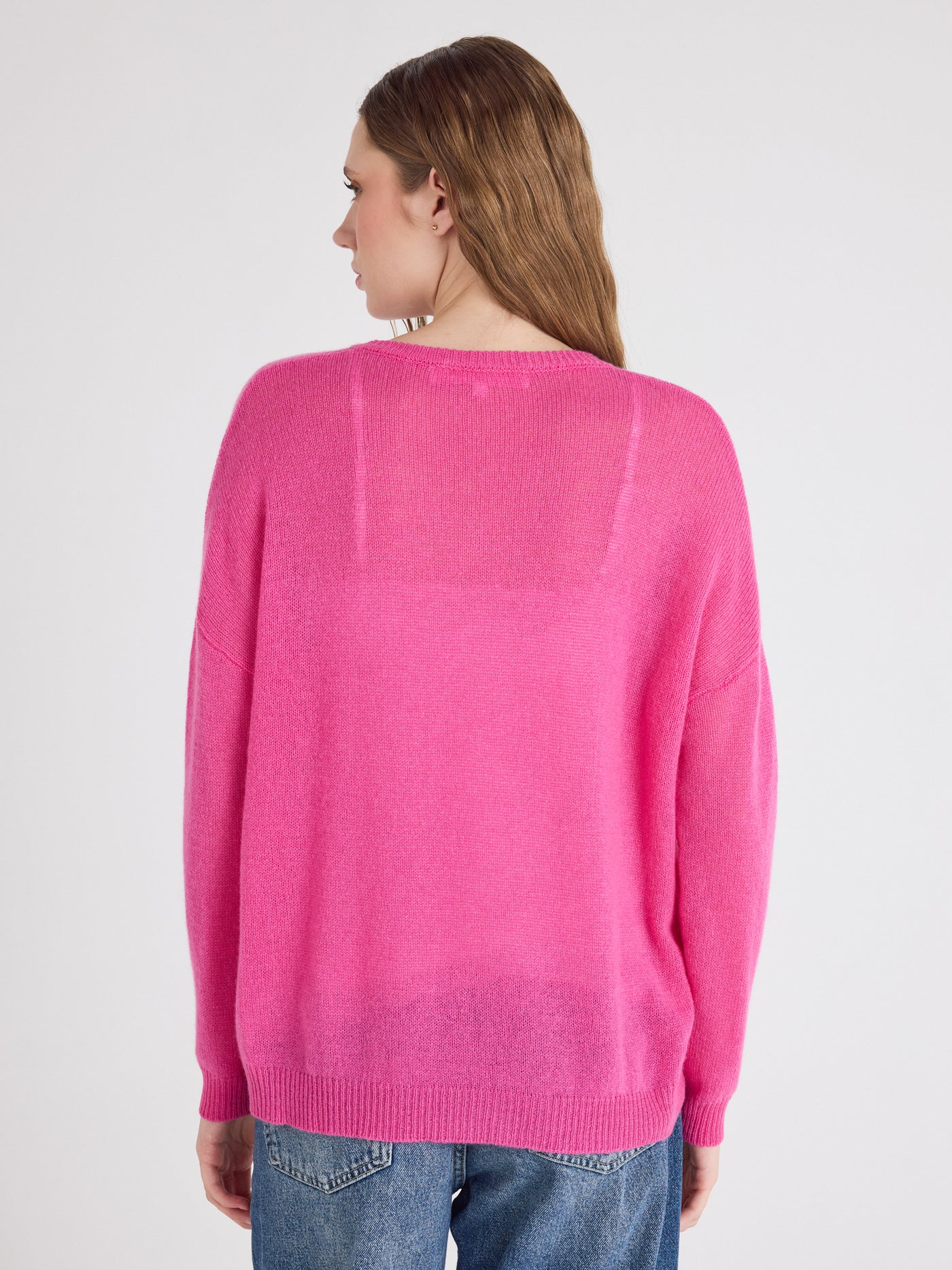 angelica - V-neck cashmere sweater - pink orchid | Absolut Cashmere