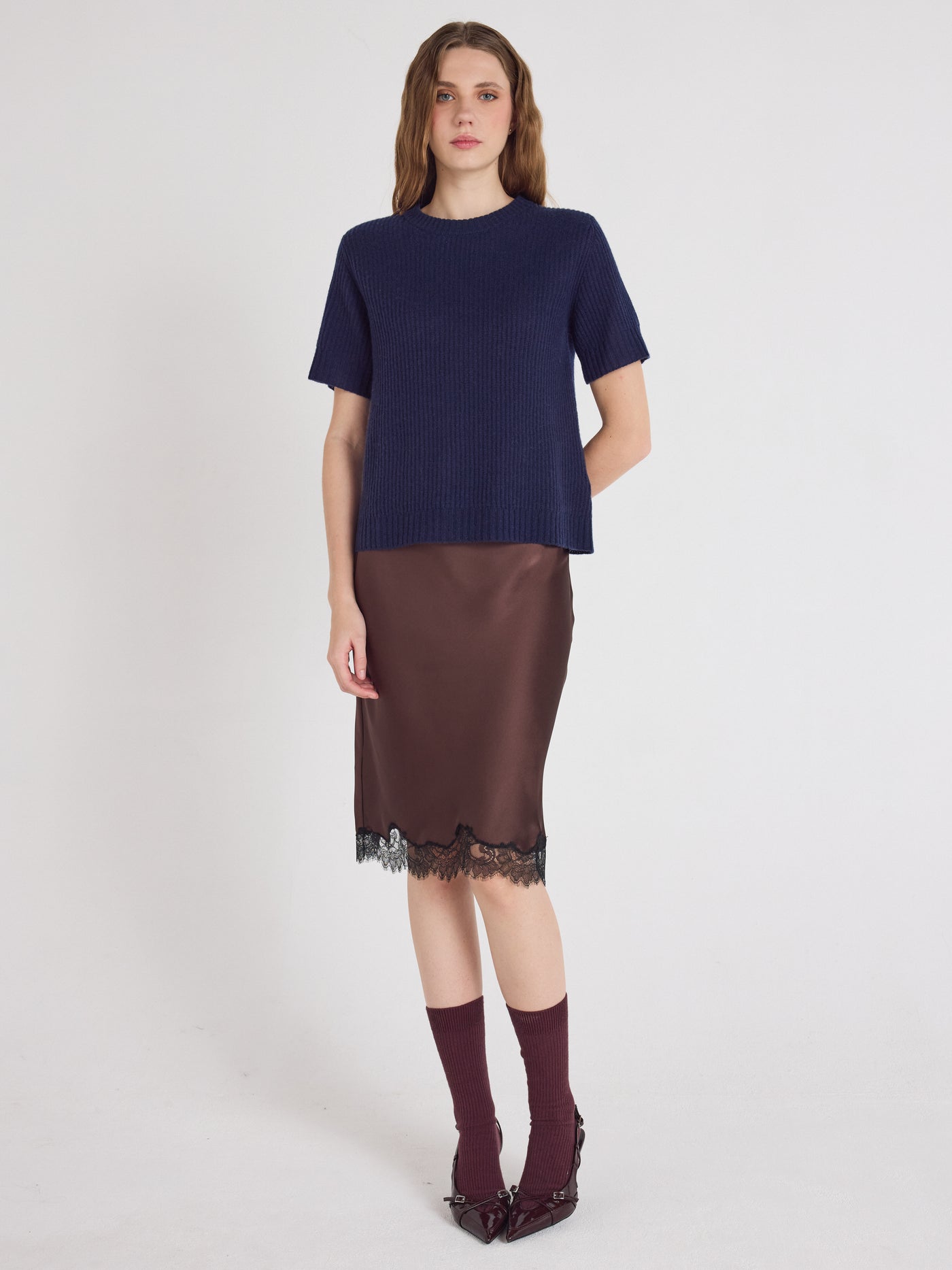 Letizia - Cashmere crew neck sweater - navy | Absolut Cashmere