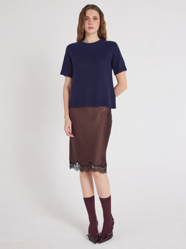 Letizia - Cashmere crew neck sweater - navy | Absolut Cashmere